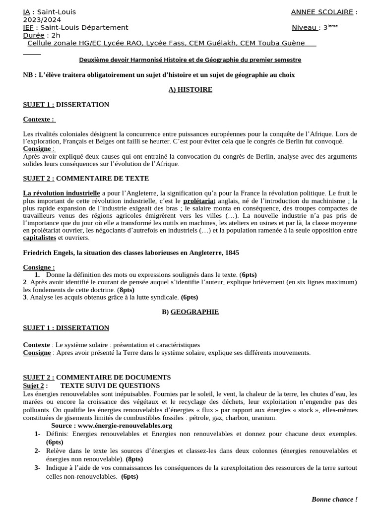 3è HG Devoir Zonal 24 | PDF
