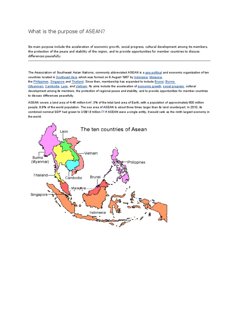 What is the Purpose of ASEAN | Asean Free Trade Area | Association Of ...