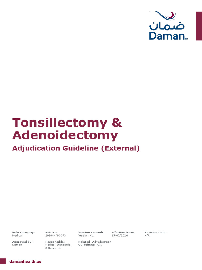 Tonsillectomy Adenoidectomy | PDF