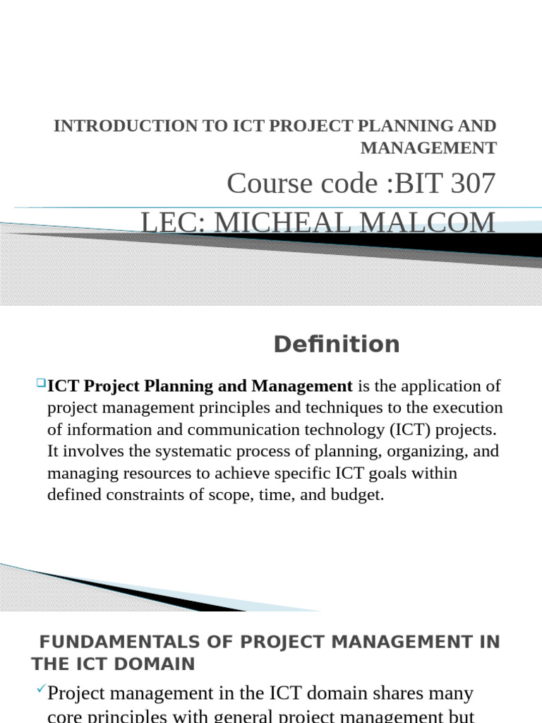 Ict Project Management New | PDF