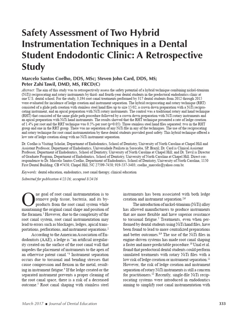 Safety Assessment of Two Hybrid Instrumentation Techniques in A Dental ...