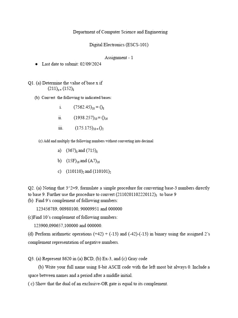 Assignment - 1. Digital Electronics (1) | PDF