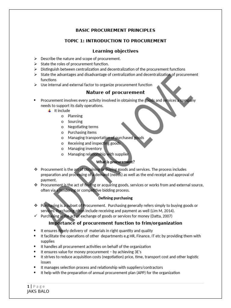 Basic Procurement Principles | PDF