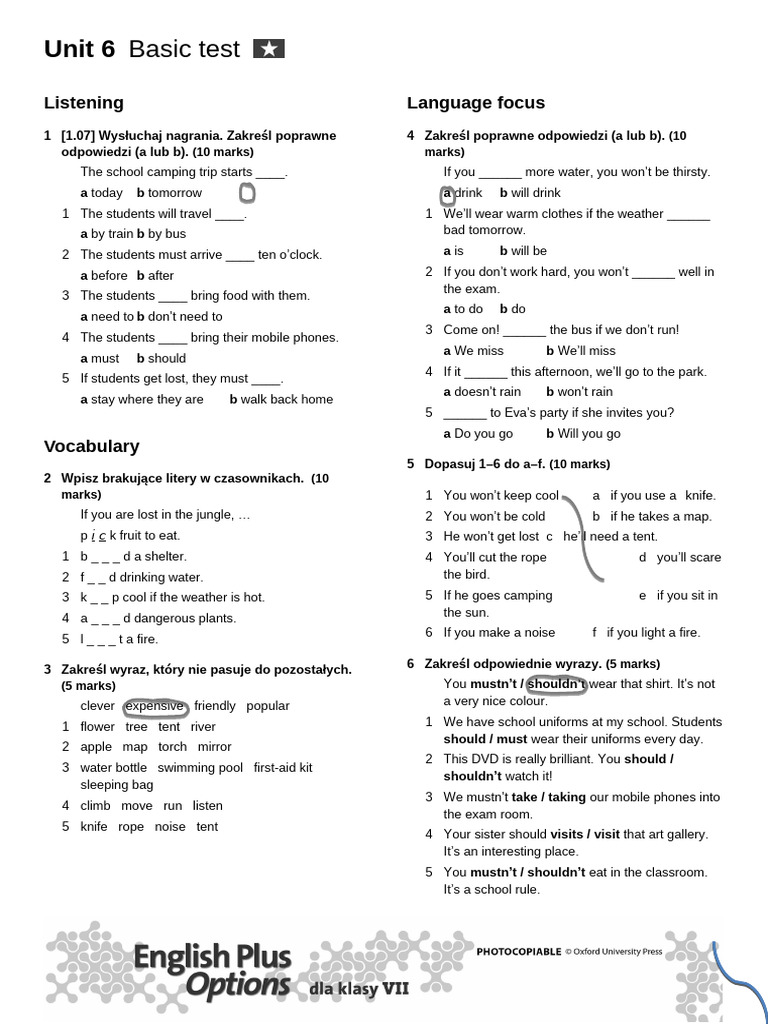 Unit 6 Basic Test | PDF