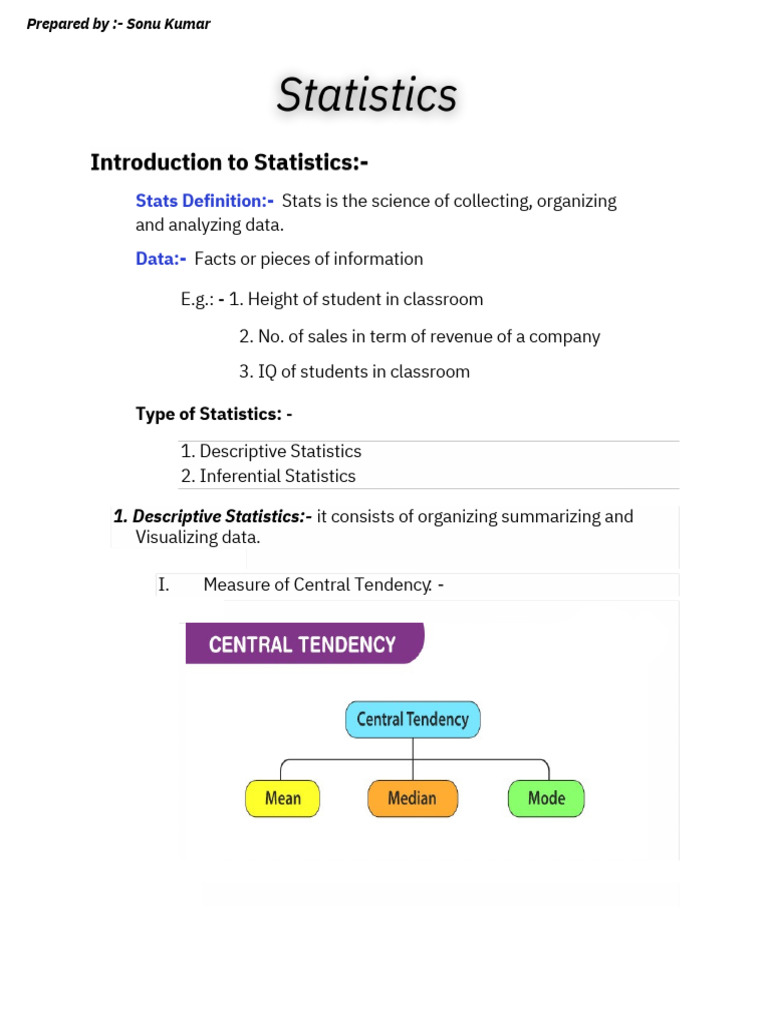 Statistics Notes | PDF