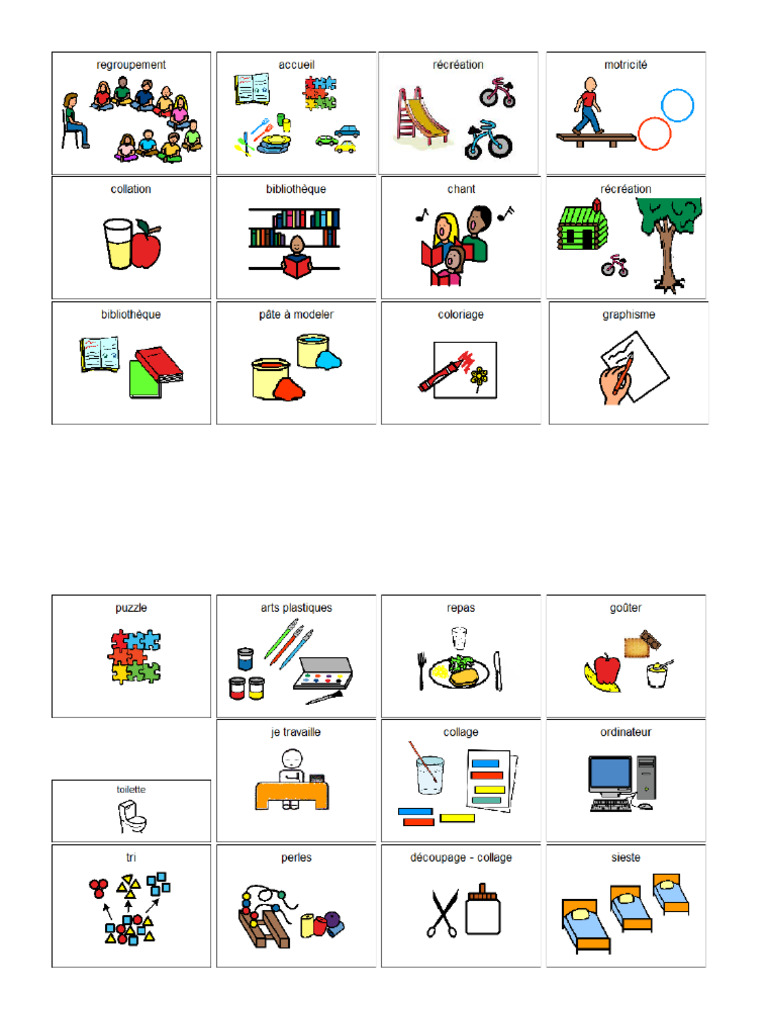 Armande Perrier Picto Pour Emploi Du Temps Maternelle | PDF