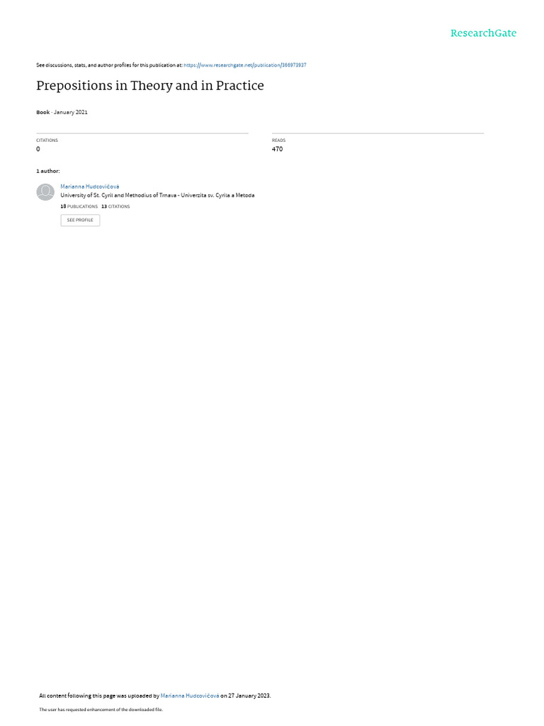 Prepositions in Theory HUdcovicova1 | PDF