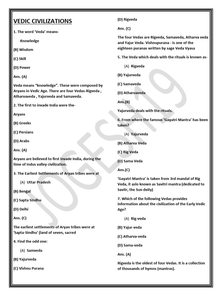 Vedic Civilizations For Students | PDF