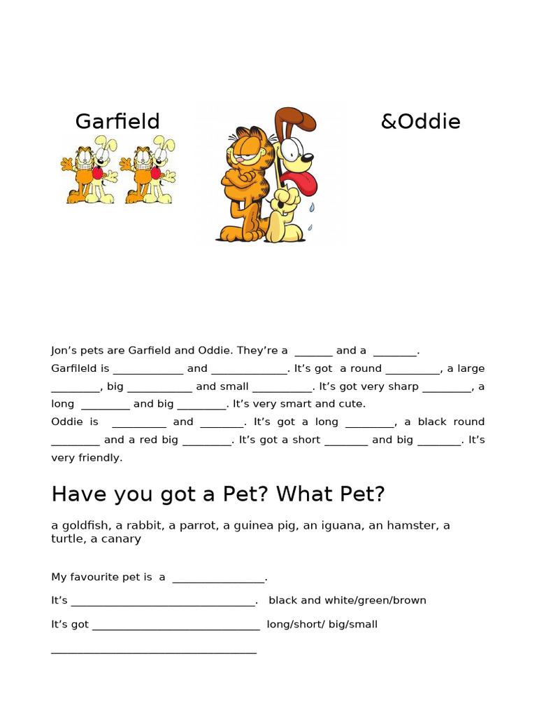 Describing Pets Picture Description Exercises - 53764 | PDF