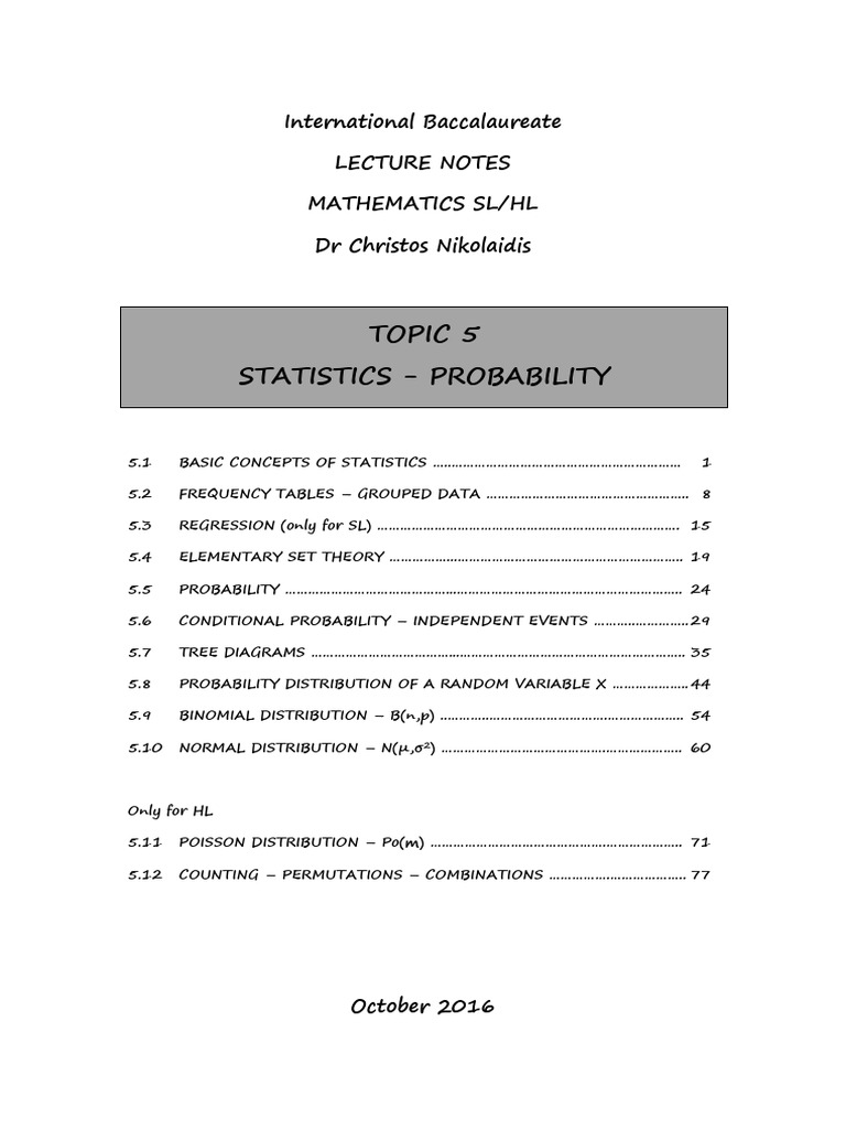 Topic 5. Statistics - Probability | PDF