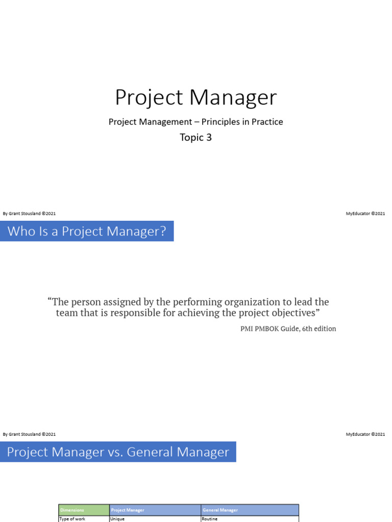 Topic 3 - Project Manager (Revised) | PDF