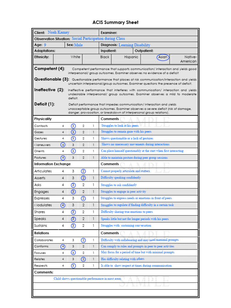 DONE Assessment-of-Communication-and-Interaction-Skills-ACIS | PDF