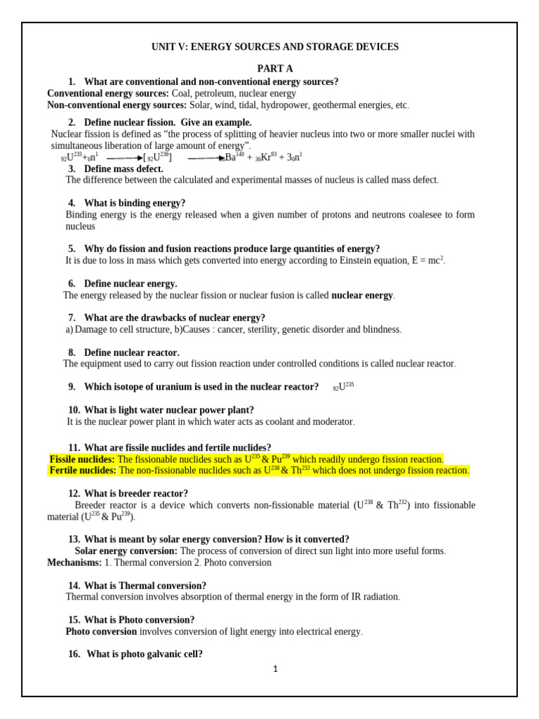 UNIT 5 - Energy Sources and Storage Devices (R-2021) | PDF | Lithium ...