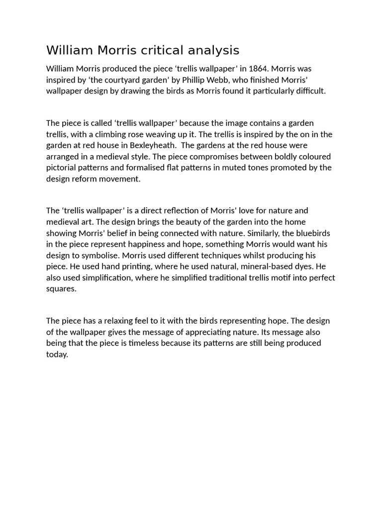 William Morris Critical Analysis | PDF