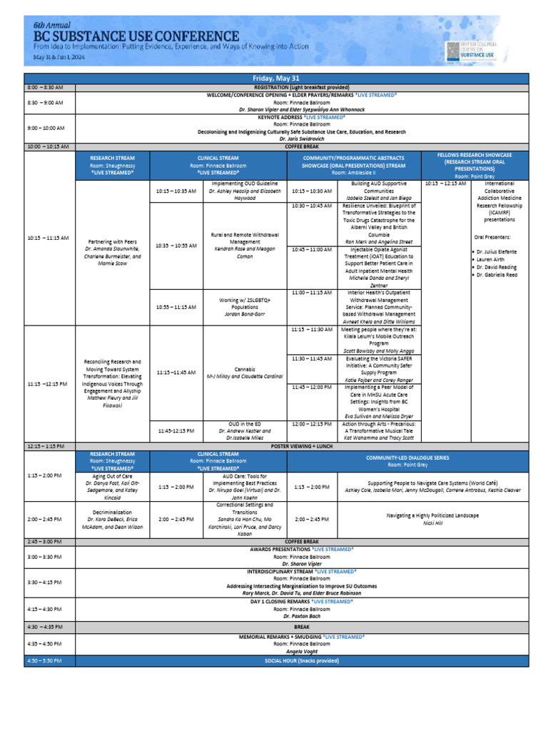 BCCSU Program Schedule - Website | PDF