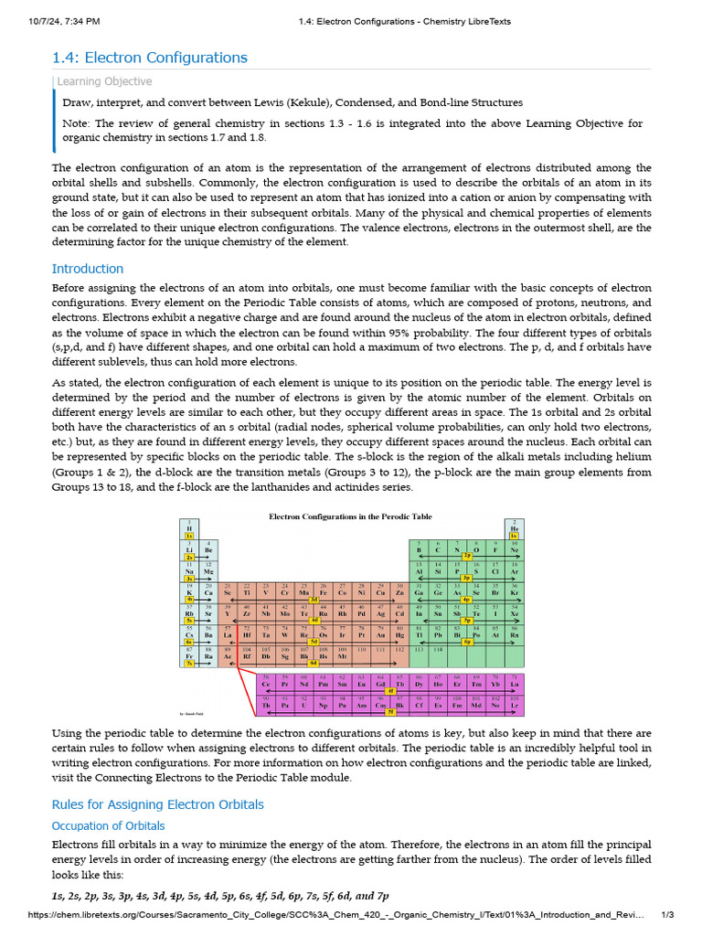 1.4_ Electron Configurations - Chemistry LibreTexts | PDF