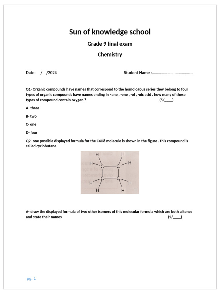 Grade 9 Final Exam | PDF