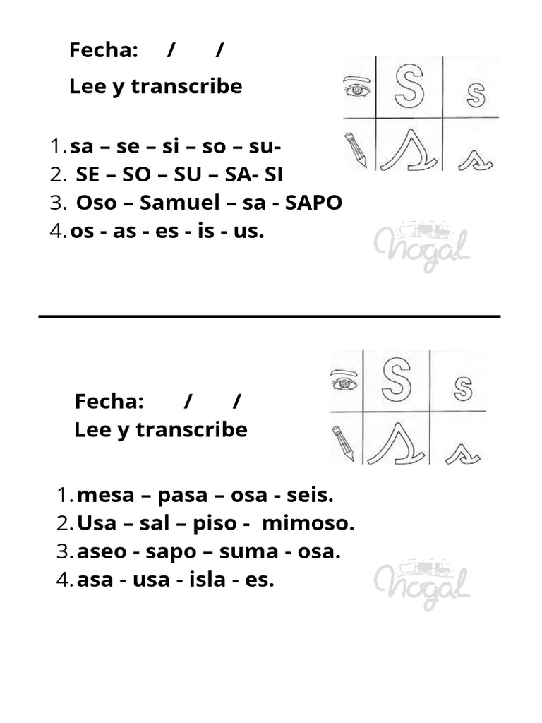 Lectura Inicial, Lee y Escribe S y D | PDF