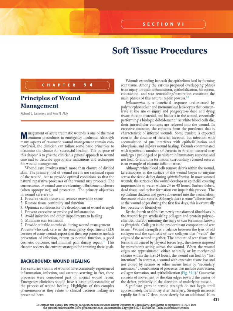 Soft Tissue Procedures: Principles of Wound Management | PDF