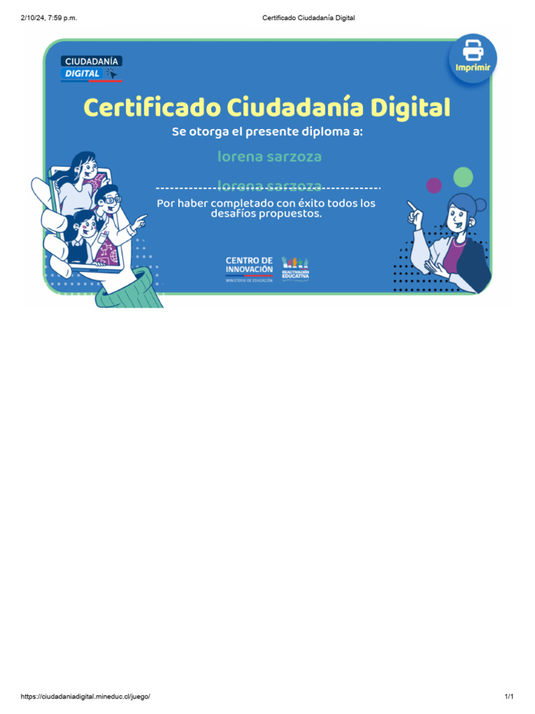 Certificado Ciudadanía Digital | PDF