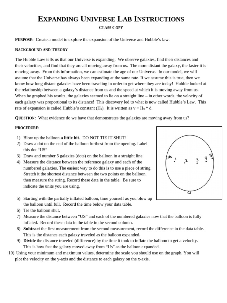 Expanding Universe Lab Modified | PDF