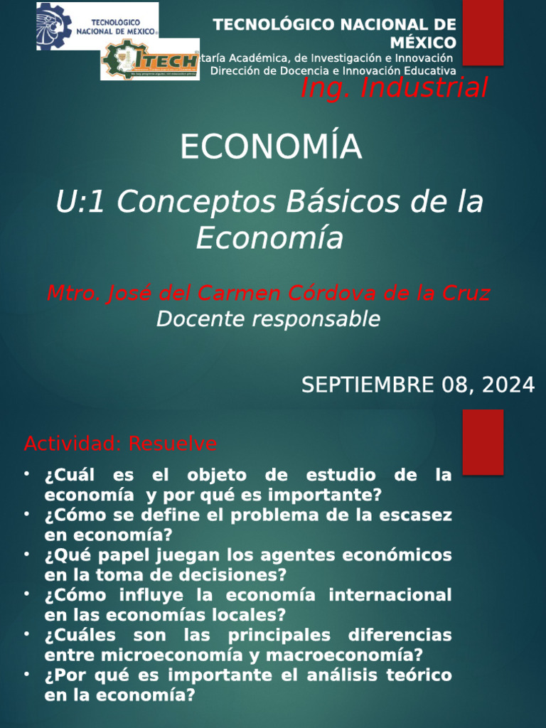 Unidad 1 - Conceptos Basicos de La Economia | PDF