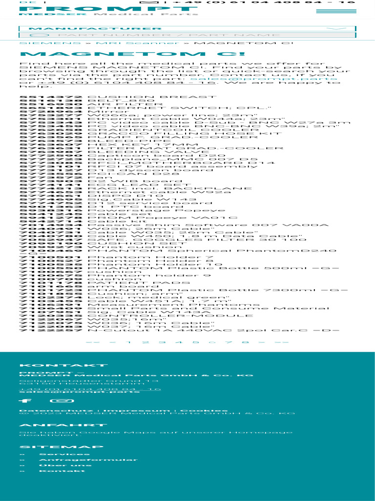 MAGNETOM C! - Part List Page 6 | PDF