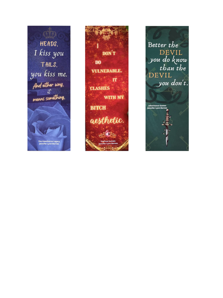 Inheritance Games Bookmark | PDF