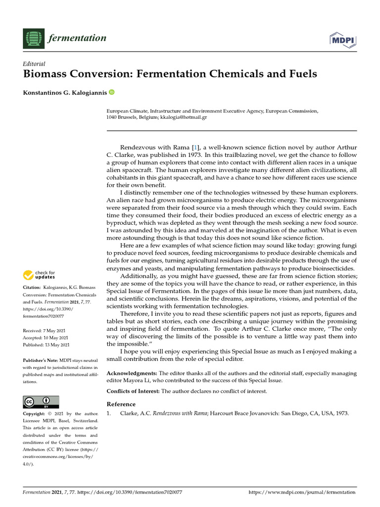 2021 - PAPER Biomass Conversion - Fermentation Chemicals and Fuels | PDF
