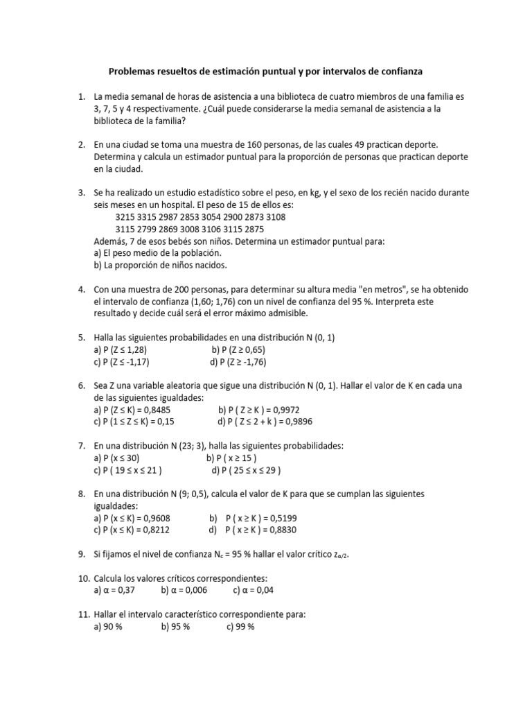 Trabajo Autonomo Estimación Puntual y Por Intervalos de Confianza | PDF