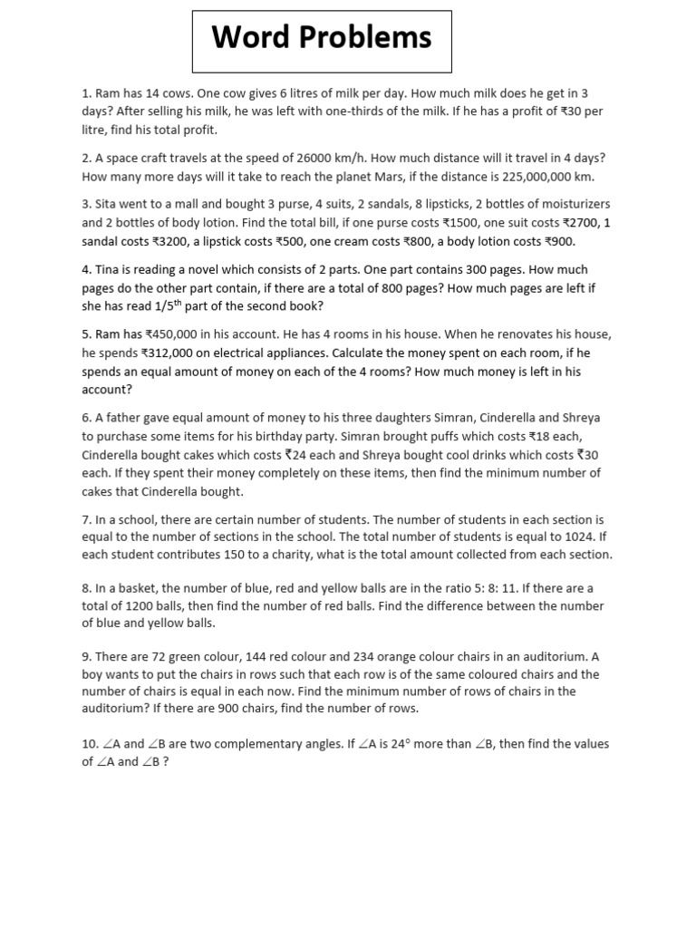 Word Problems 1 | PDF