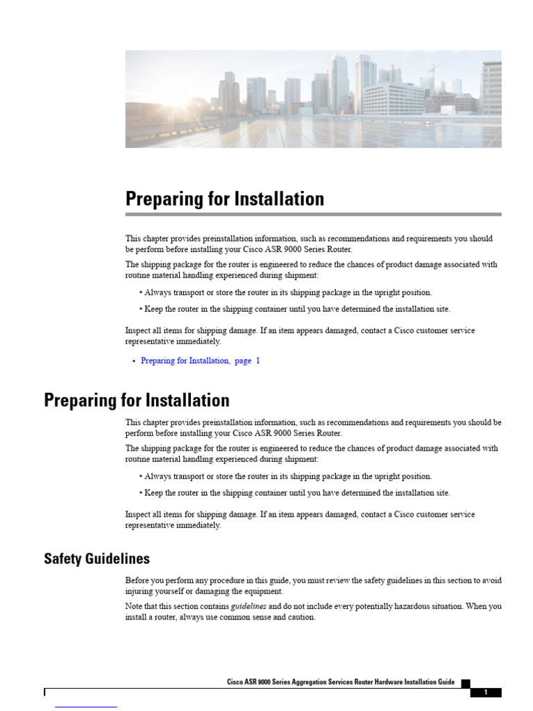Cisco ASR 9000 Series Router Preparing Instalation | PDF