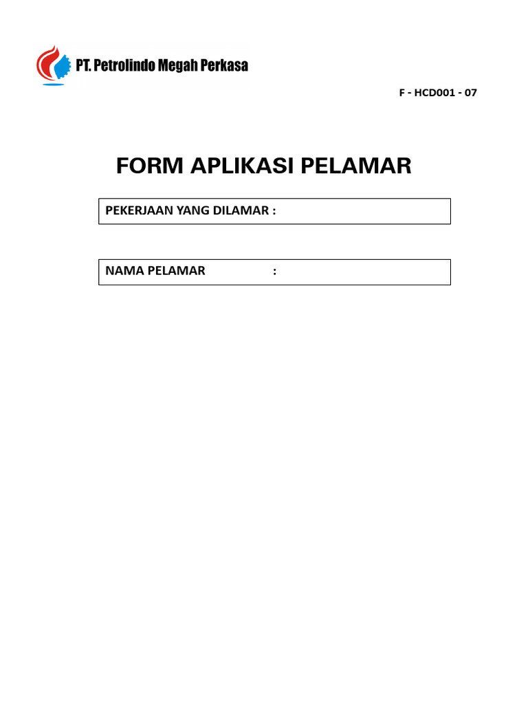 Form Aplikasi Pelamar - New | PDF