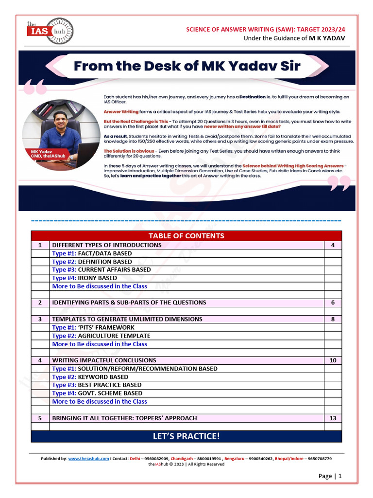 Answer Writing | PDF