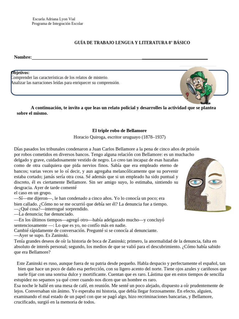 8 Basico B Lengua y Literatura Relatos de Misterio Unidad 4 Con Borrador | PDF | Novela negra ...