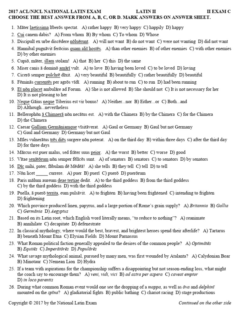 NLE 17 Latin II | PDF
