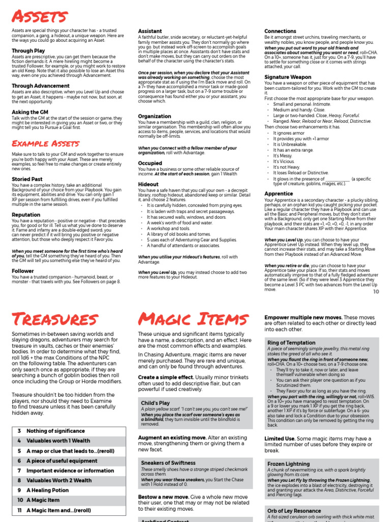 Chasing Adventure Assets Treasure Reference | PDF