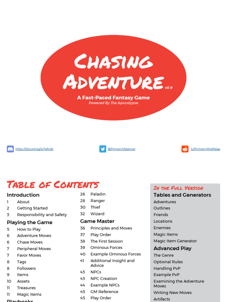 Chasing Adventure v0.9 FREE | PDF