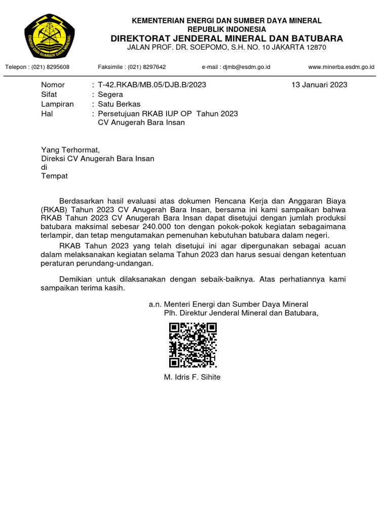 Rkab 2023 Iup-Op - Cv. Abi | PDF