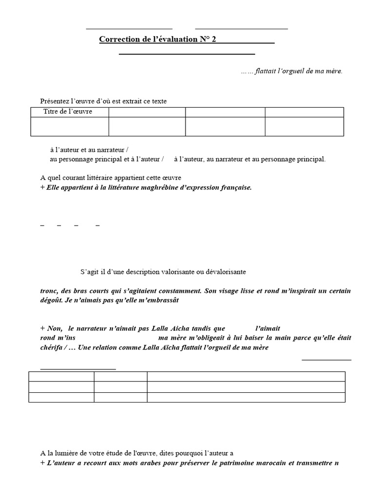 Cor Évaluation BM Ex2 | PDF