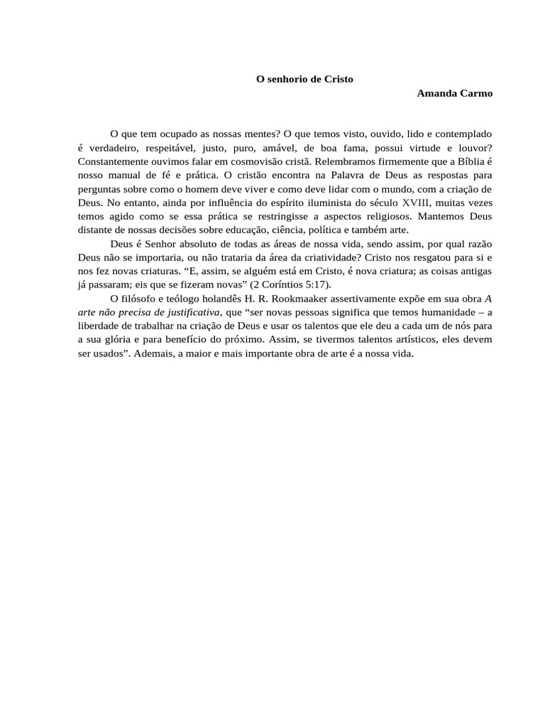 O Senhorio de Cristo | PDF