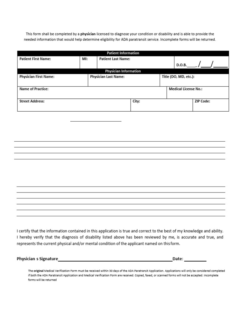 Medical Verification Form 4201 | PDF
