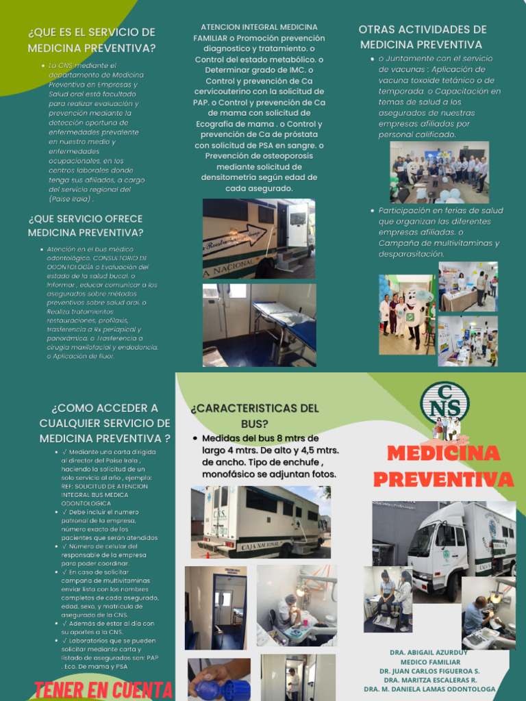 ¿QUE ES EL SERVICIO DE MEDICINA PREVENTIVA (Trípticos) (1) | PDF