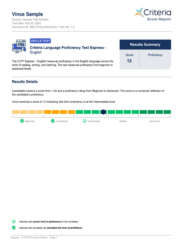 Criteria Sample CLPTExpress | PDF