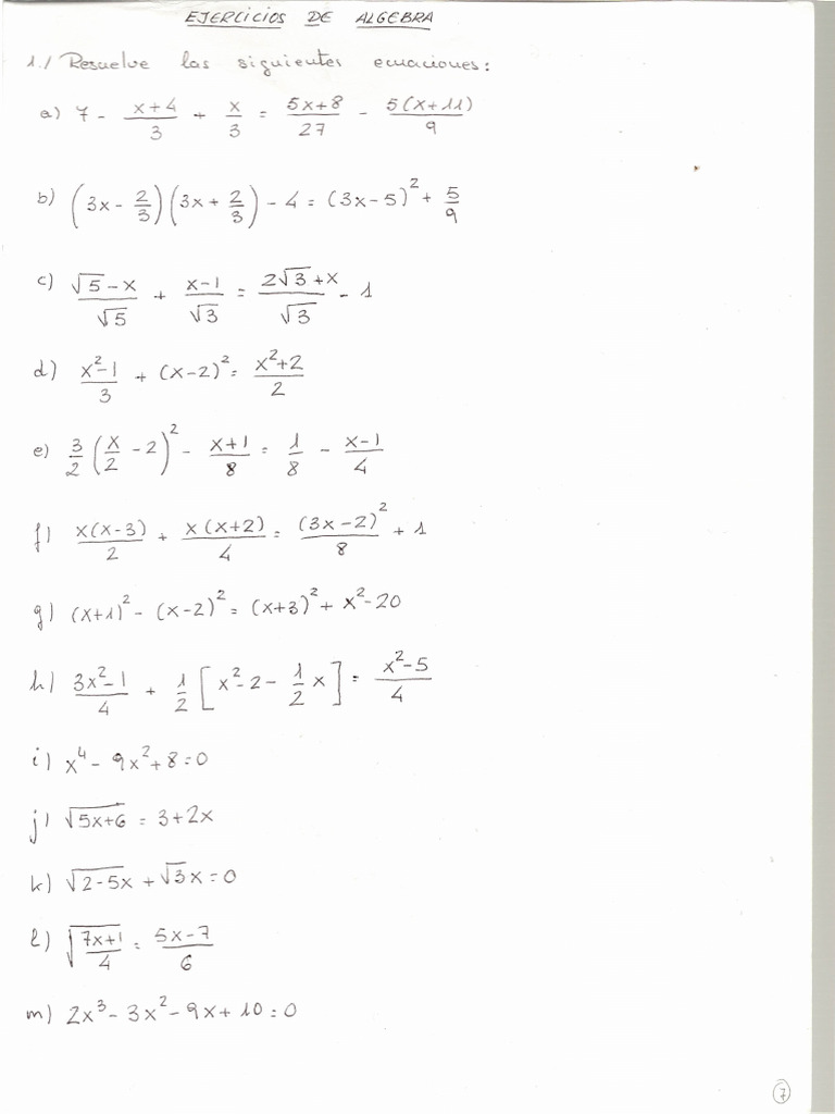 hoja 1 algebra | PDF