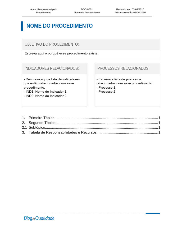 Modelo de Procedimento | PDF