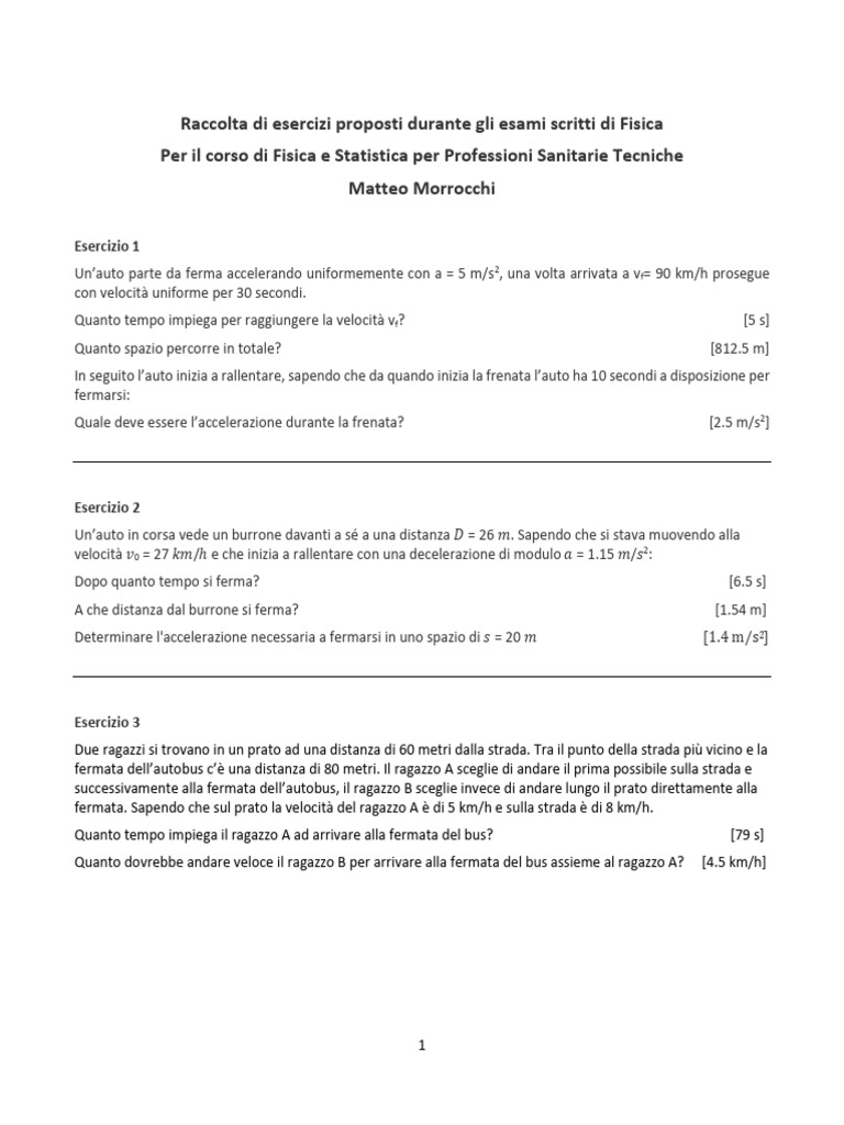 Fisica Esercizi Esame | PDF