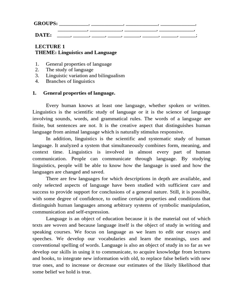 Lecture N1 Linguistics | PDF | Linguistics | Human Communication
