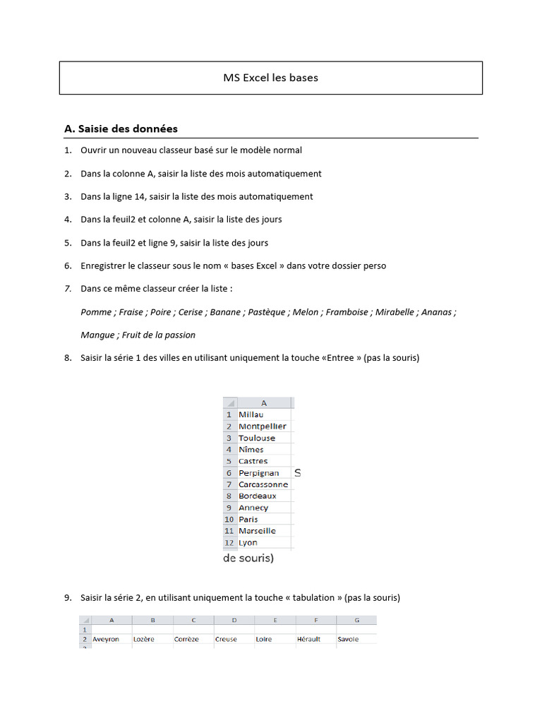 MS Excel Les Bases | PDF