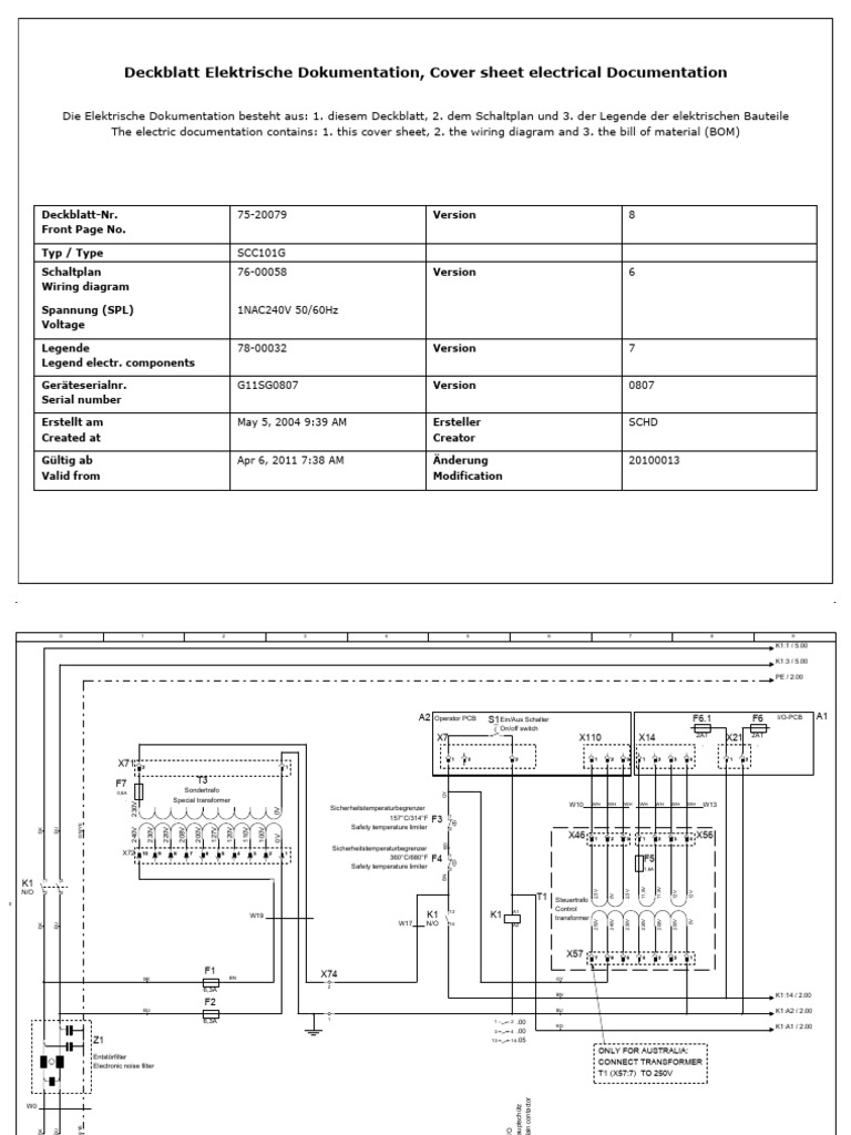 Deckblatt Elektrische Dokumentation, Cover Sheet Electrical Documentation | PDF